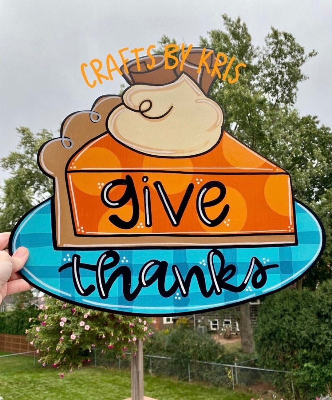 Give Thanks Door Hanger, Thanksgiving Door Hanger, Pumpkin Pie Door ...