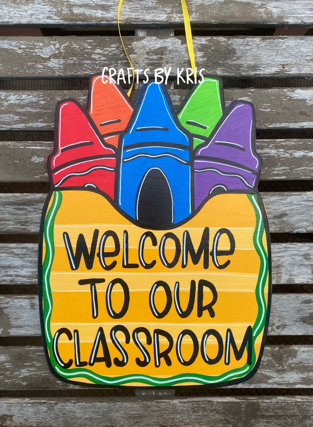 CUSTOM Crayon Door Hanger Sign, Teacher Door Hanger, Classroom Door ...
