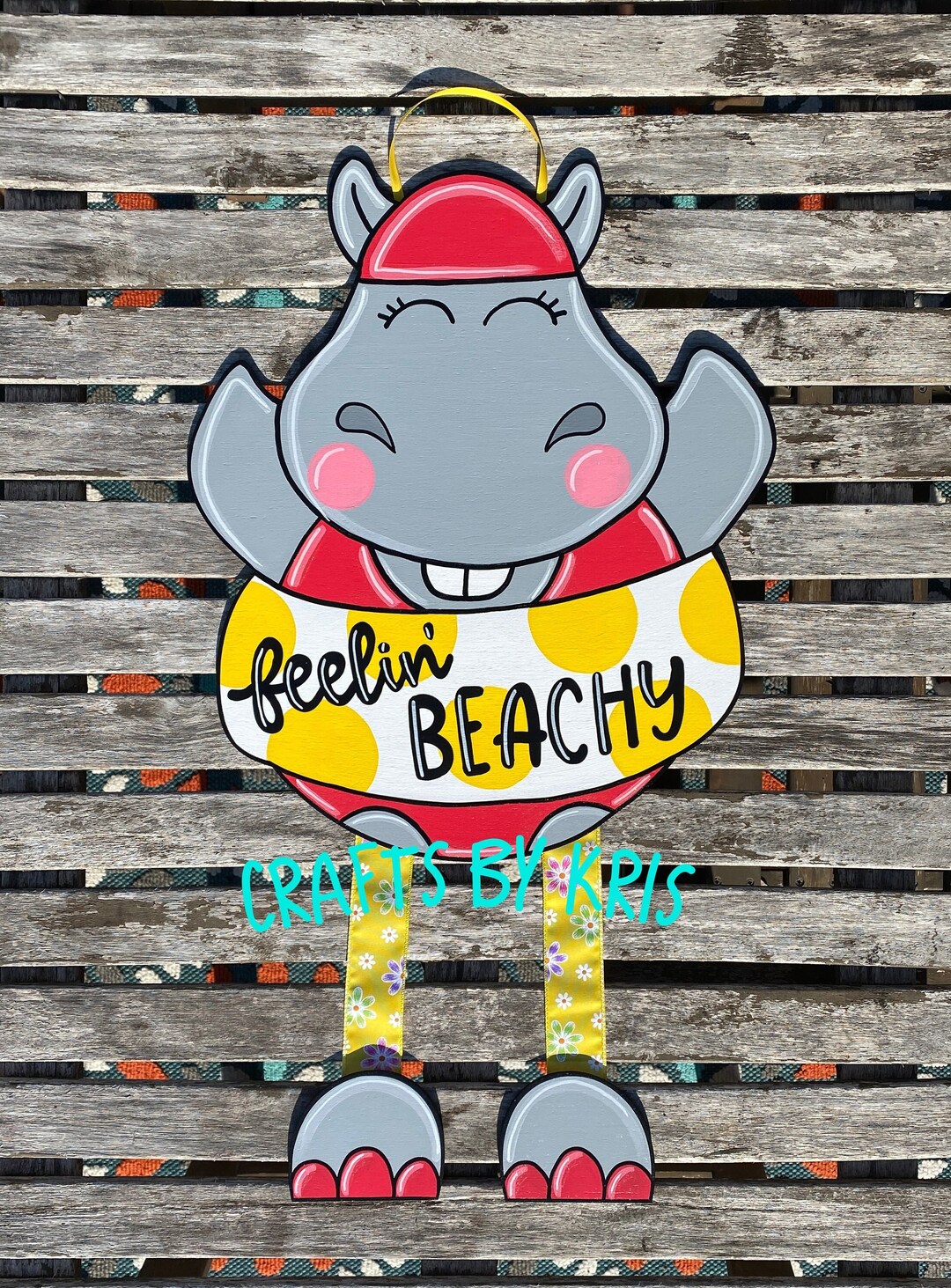 READY TO SHIP Feelin Beachy Sign, Summer Door Hanger Sign, Swim Sign ...