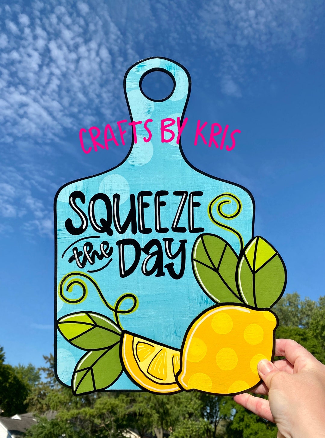 READY TO SHIP Lemon Door Hanger Sign, Squeeze the Day, Fruit Door ...