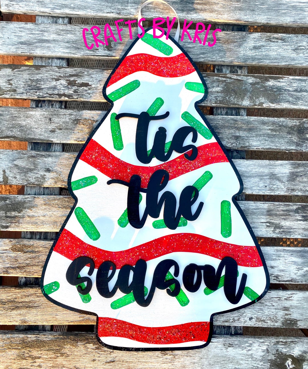 READY TO SHIP Christmas Tree Door Hanger, Christmas Door Decor, Snack ...