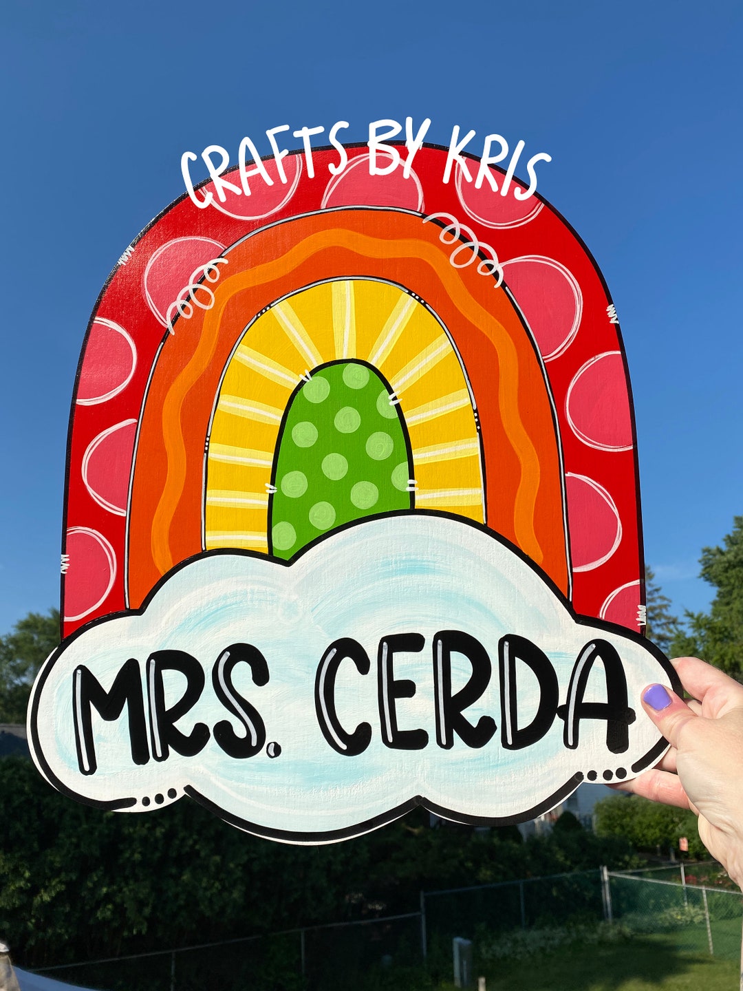 Rainbow Door Hanger Sign Welcome Door Hanger Sign Teacher - Etsy