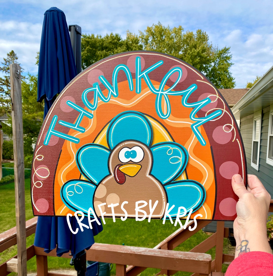 READY TO SHIP Thanksgiving Turkey Door Hanger Sign, Turkey Door Hanger ...