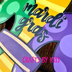 Mardi Gras Door Hanger Sign, Fleur De Lis Door Hanger Sign, Spring Door ...