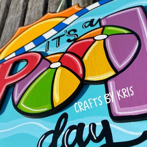 Pool Day Door Hanger Sign, Summer Decor, Beach Ball Door Decor ...