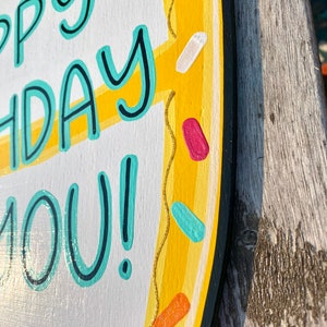 READY TO SHIP Happy Birthday Door Hanger, Birthday Cake Sign, Kids ...
