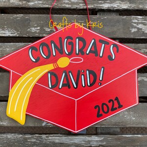 CUSTOM Congrats Grad Door Hanger Sign Congratulations - Etsy