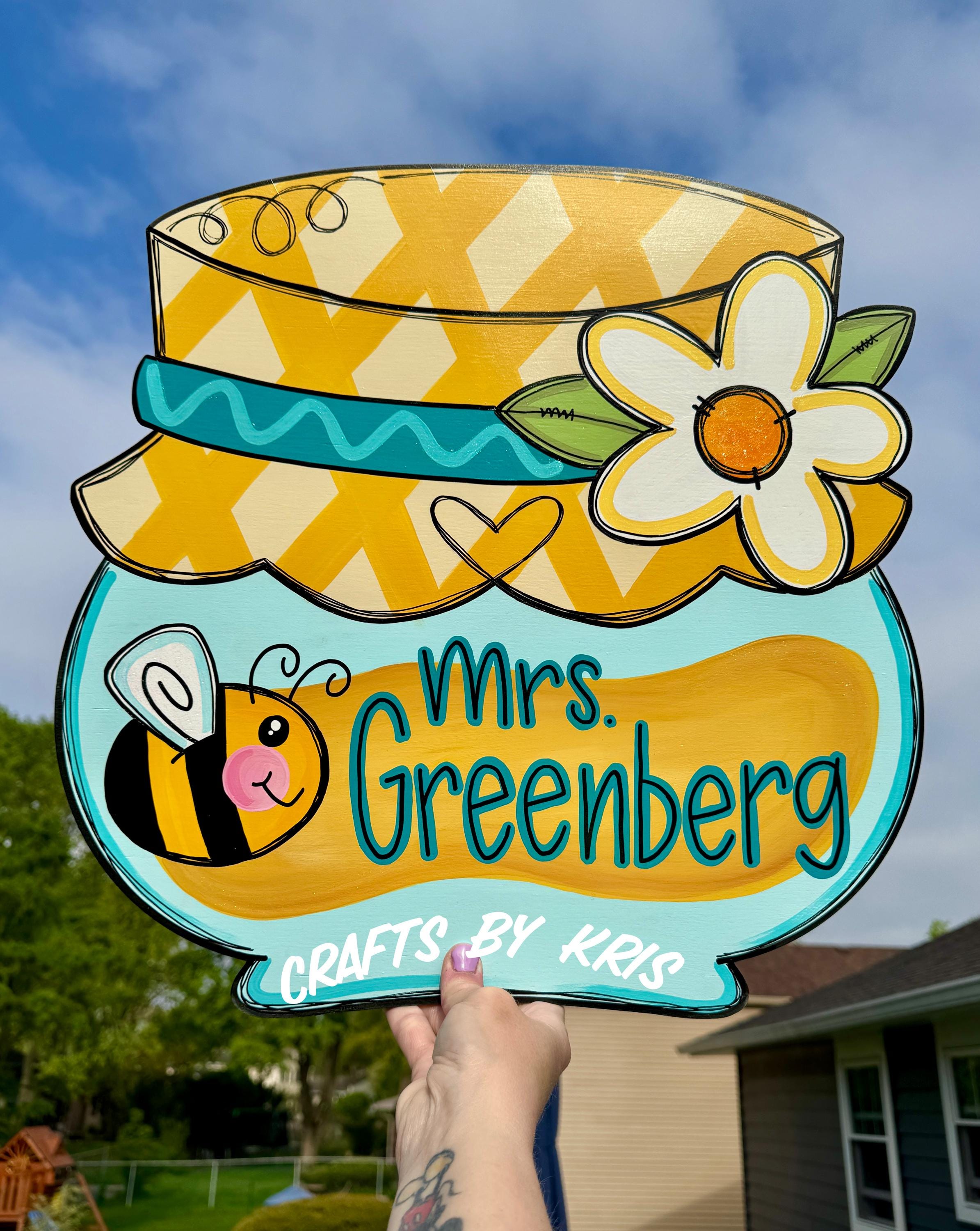 Bumble Bee Door Hanger, Hey Honey Sign, Spring Door Hanger, Summer Door ...