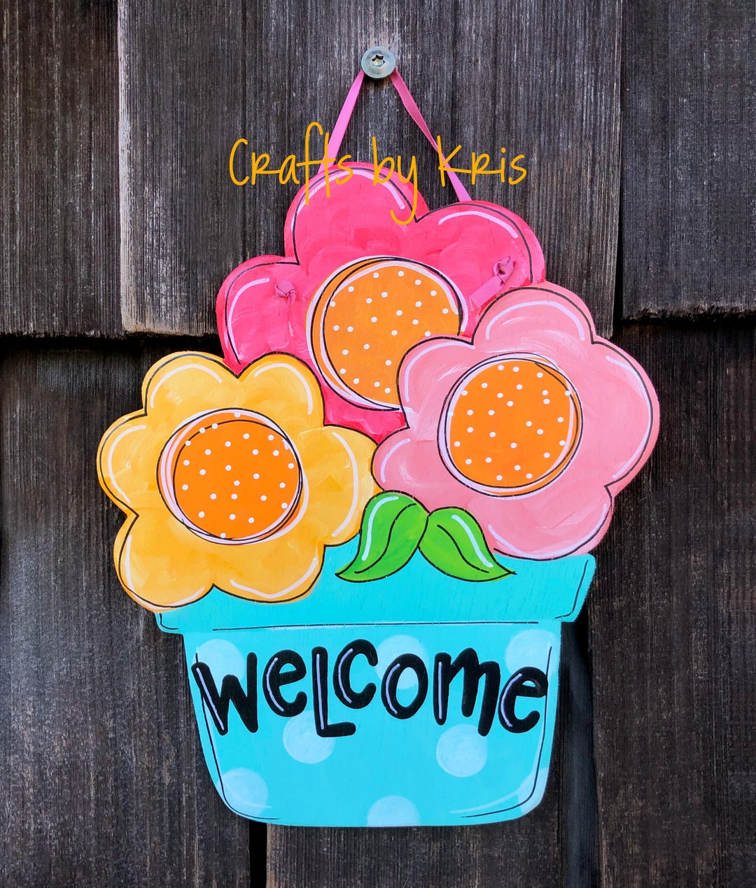 Flower Pot Door Hanger Sign Flower Door Hanger Sign Spring - Etsy