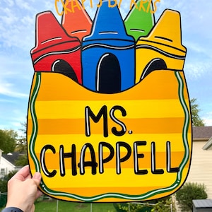 CUSTOM Crayon Door Hanger Sign, Teacher Door Hanger, Classroom Door ...