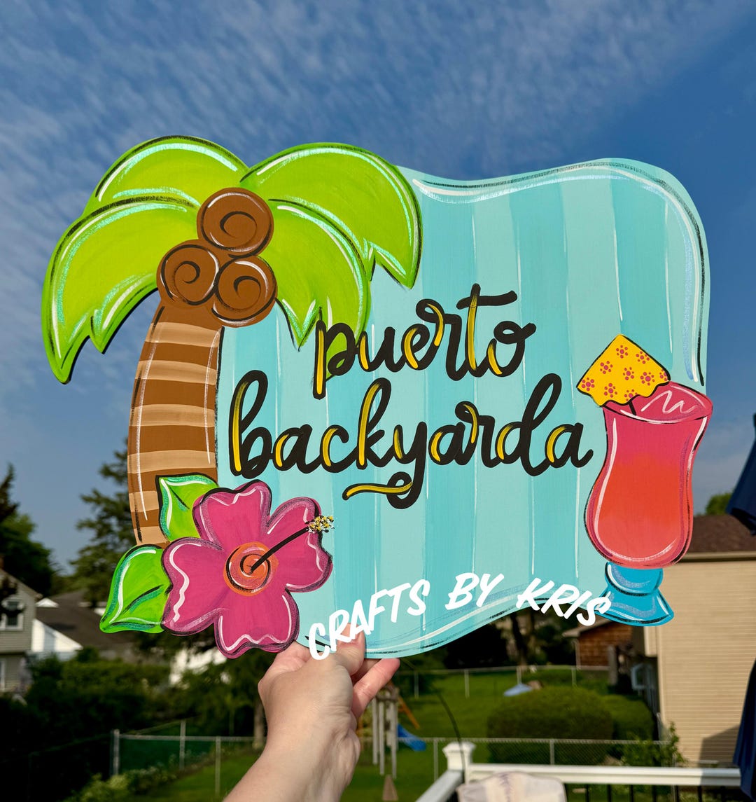 Summer Door Hanger, Puerto Backyarda Door Hanger, Backyard Sign ...