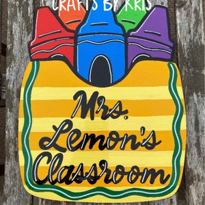 CUSTOM Crayon Door Hanger Sign, Teacher Door Hanger, Classroom Door ...