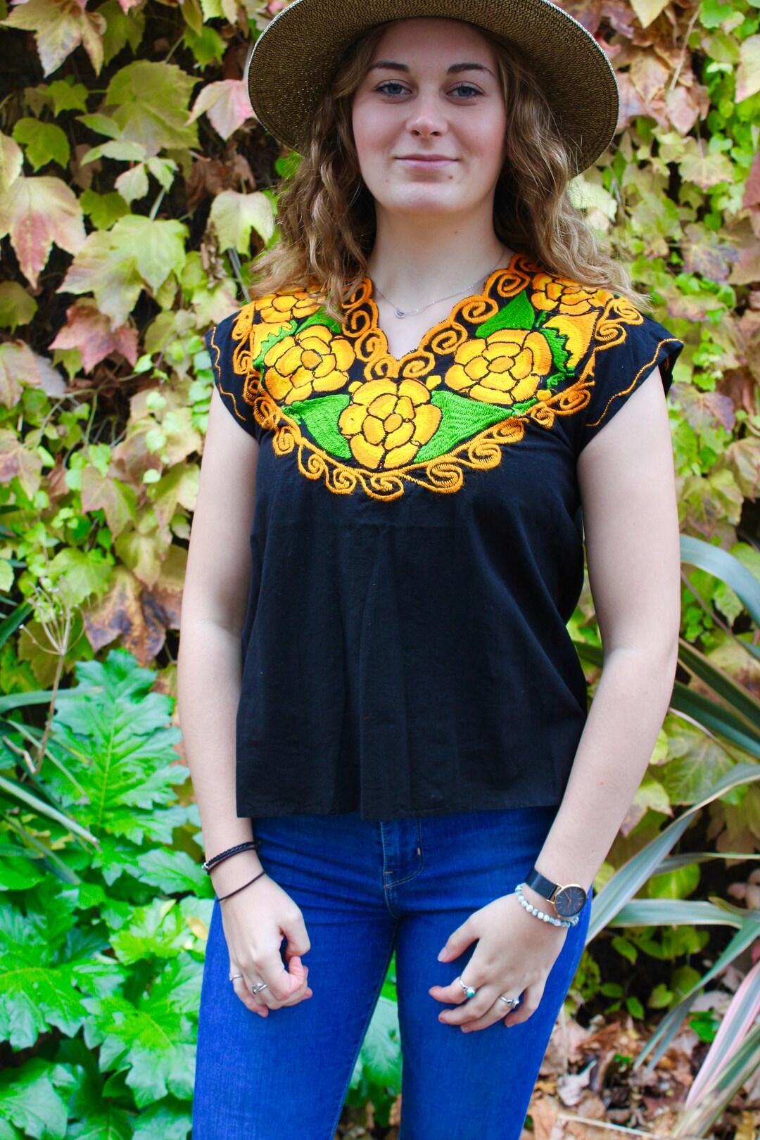 Mexican Embroidered Flowers Top - Etsy