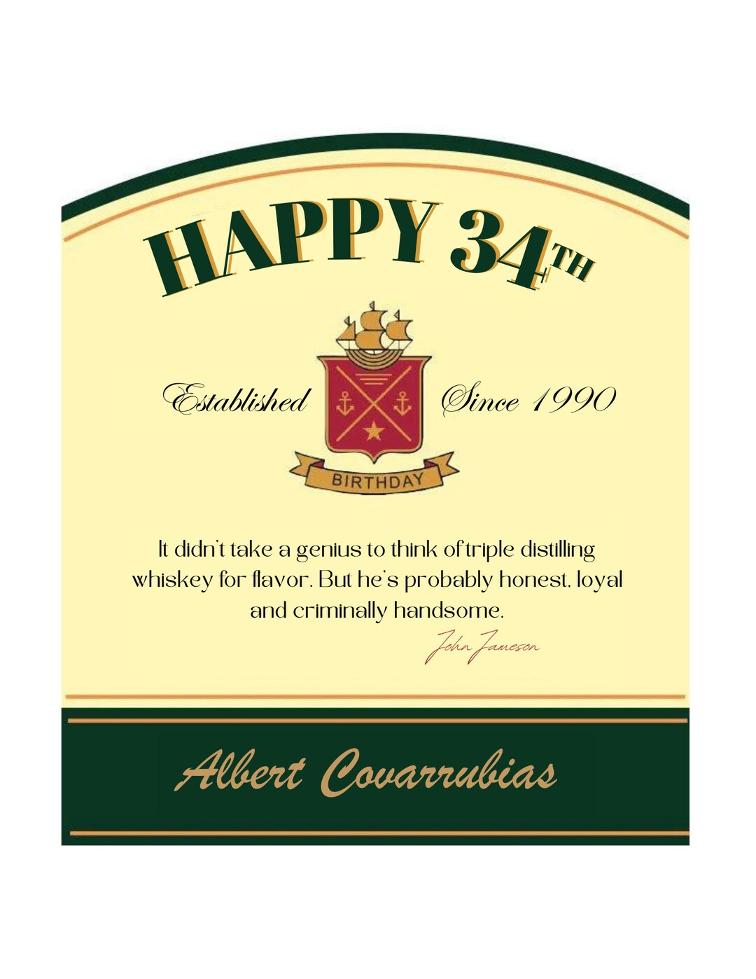 Personalized Custom Jameson Label | Birthday Edition - Etsy