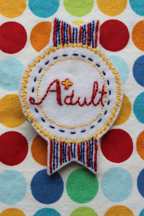 Hand-embroidered Felt Adult Award Badge Pin A | Etsy