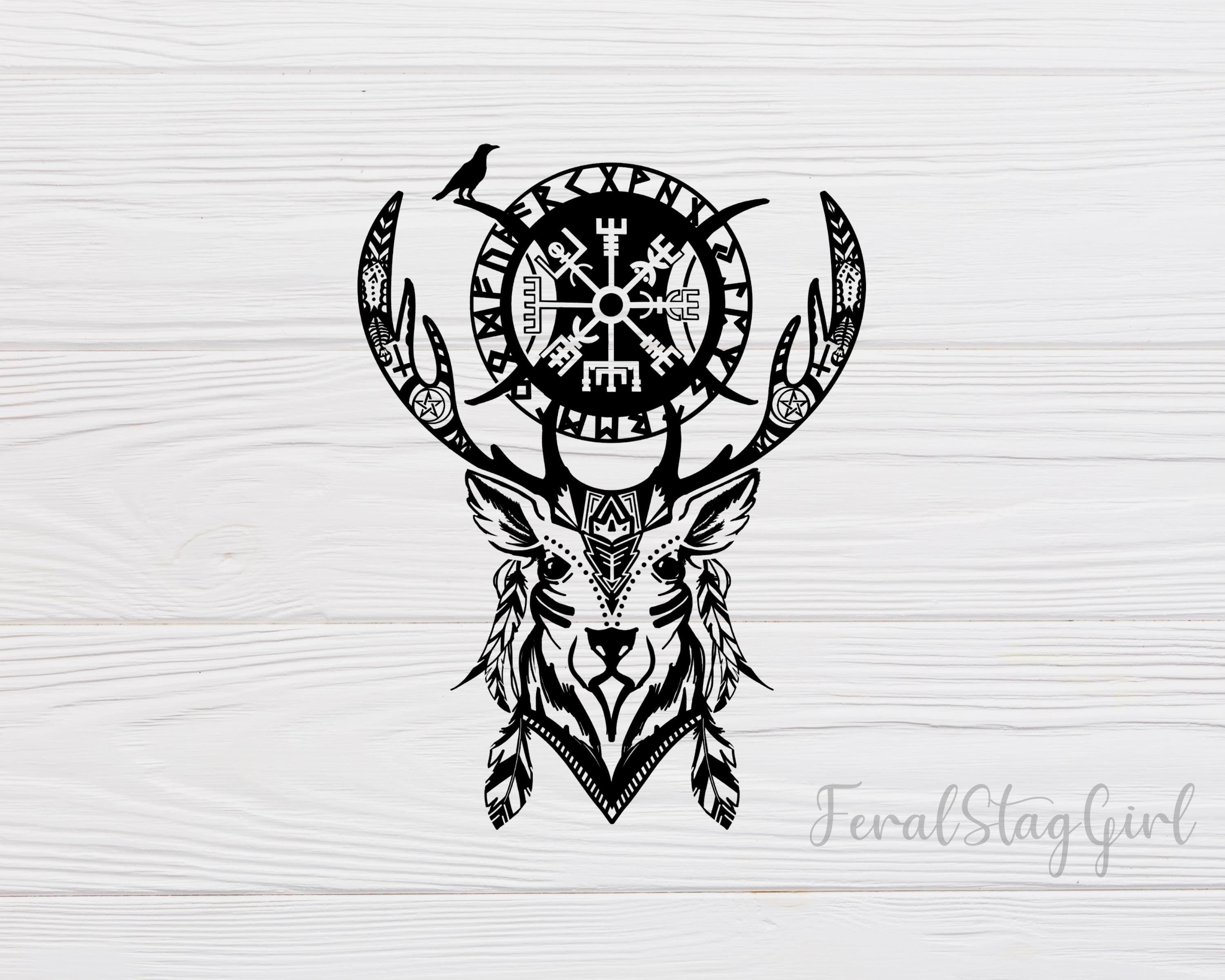 Stag SVG / Viking SVG / Antlers SVG / Viking Compass svg | Etsy