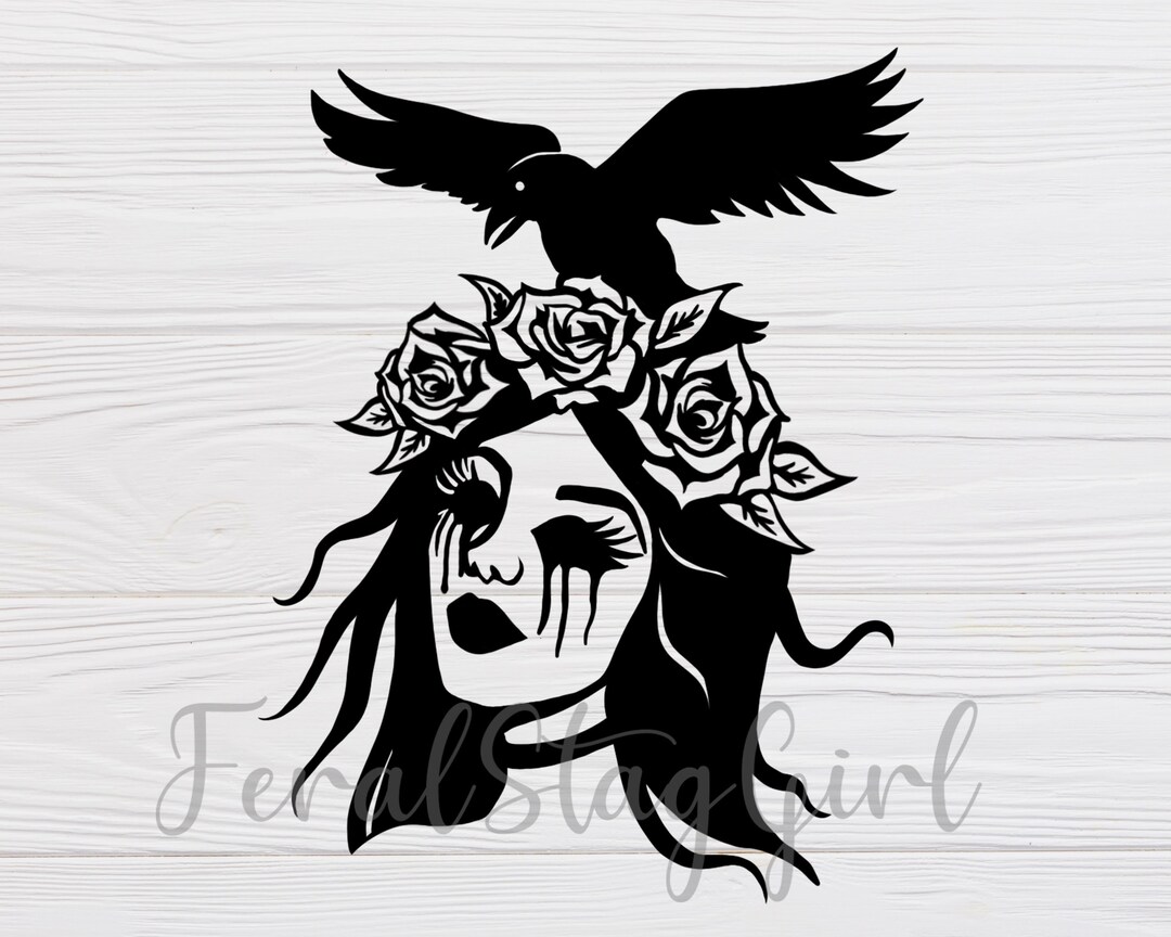 Raven Girl SVG / Gothic SVG / Gothic Girl SVG / Pdf / Cricut Cutting ...