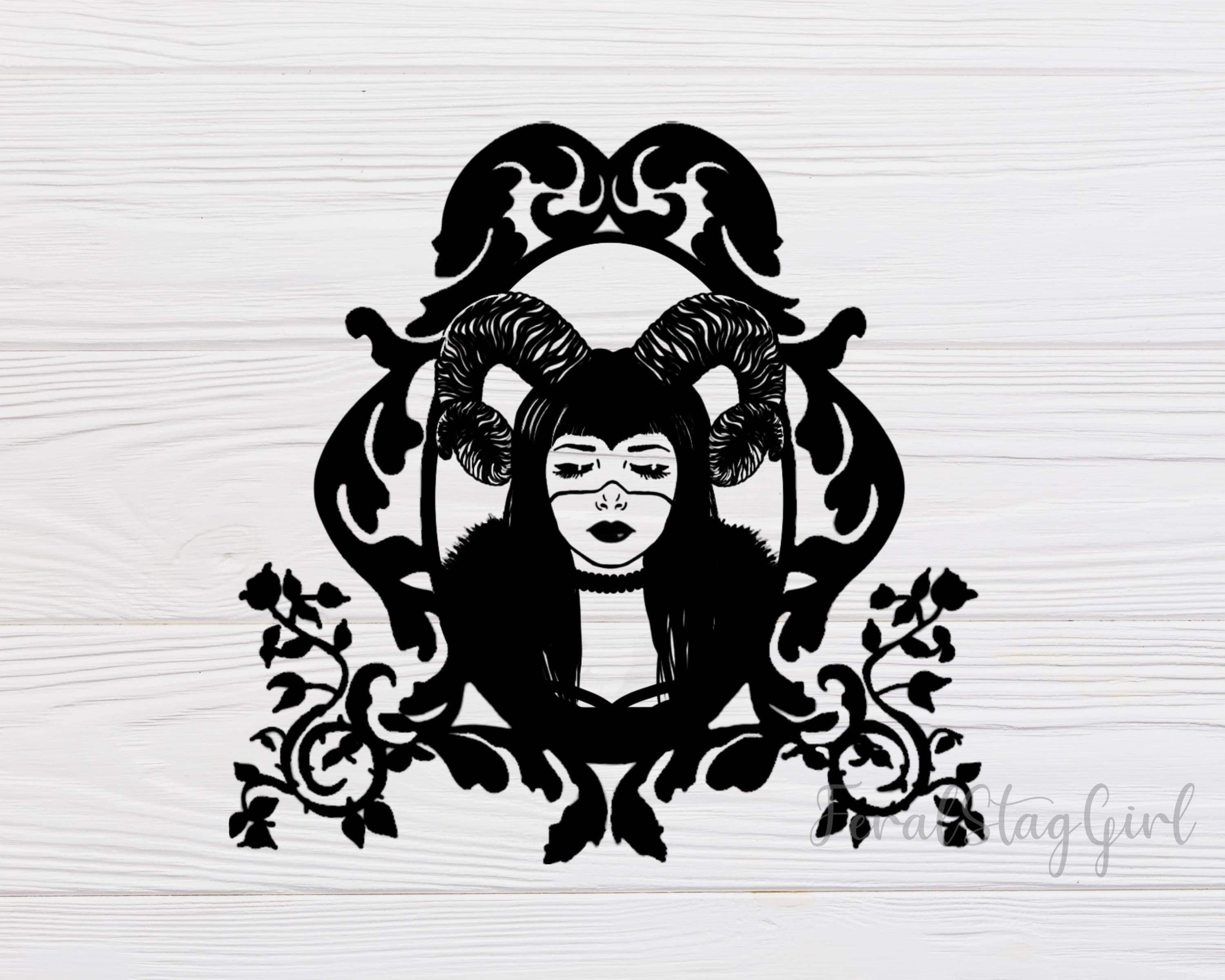 Goth girl SVG / antlers SVG / girl SVG / gothic svg / fantasy | Etsy
