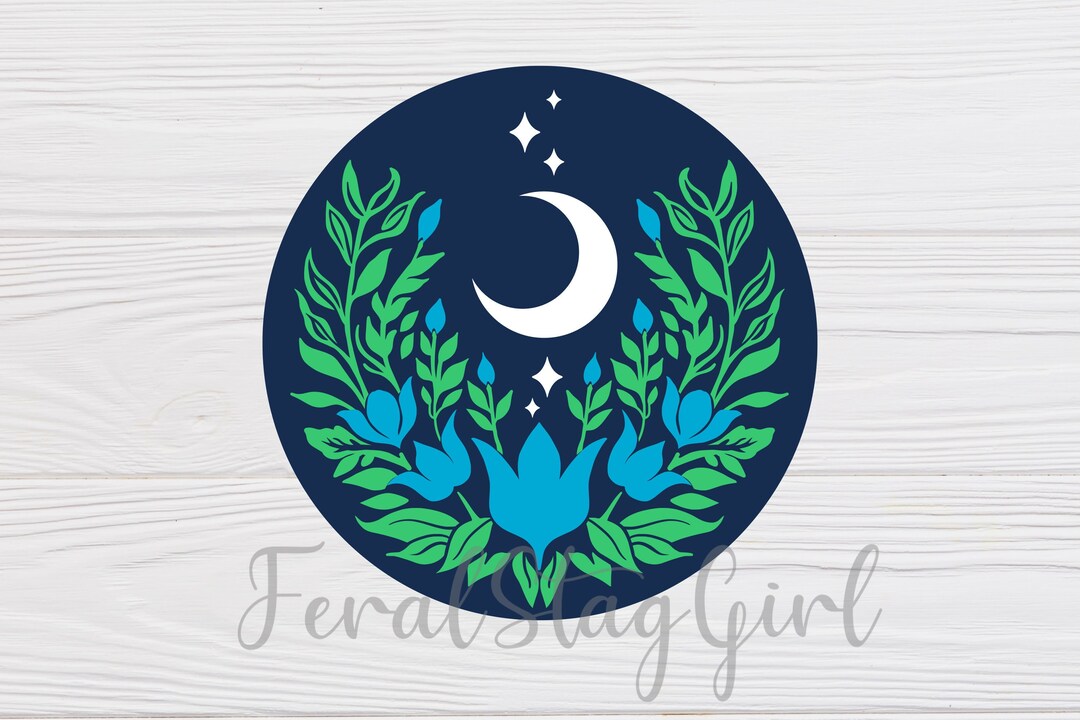 Floral Moon SVG / Layered SVG / PNG / Pdf / Cricut Cutting File ...