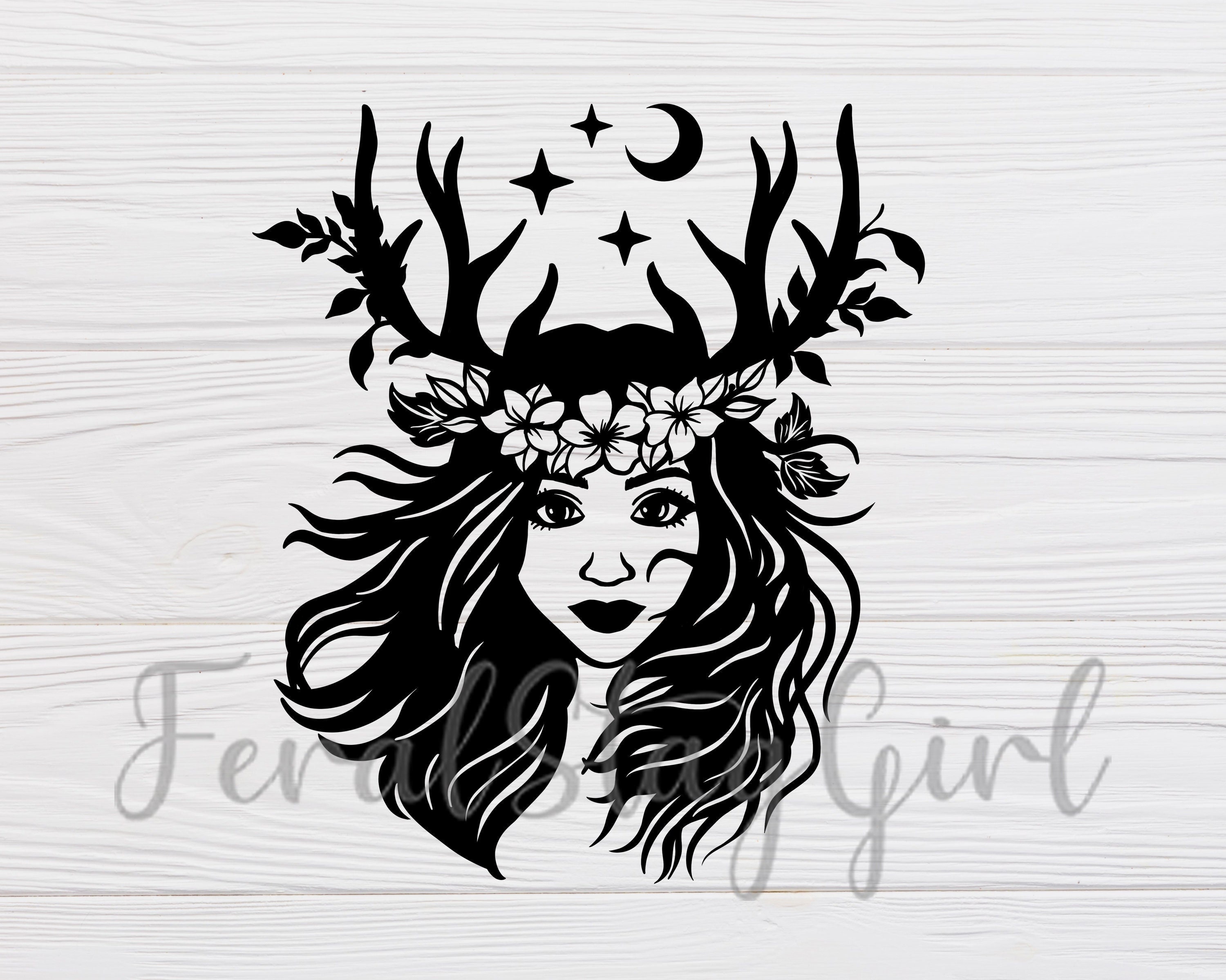 Fall / Autumn Antler Girl SVG / Magical SVG / Nature SVG / - Etsy