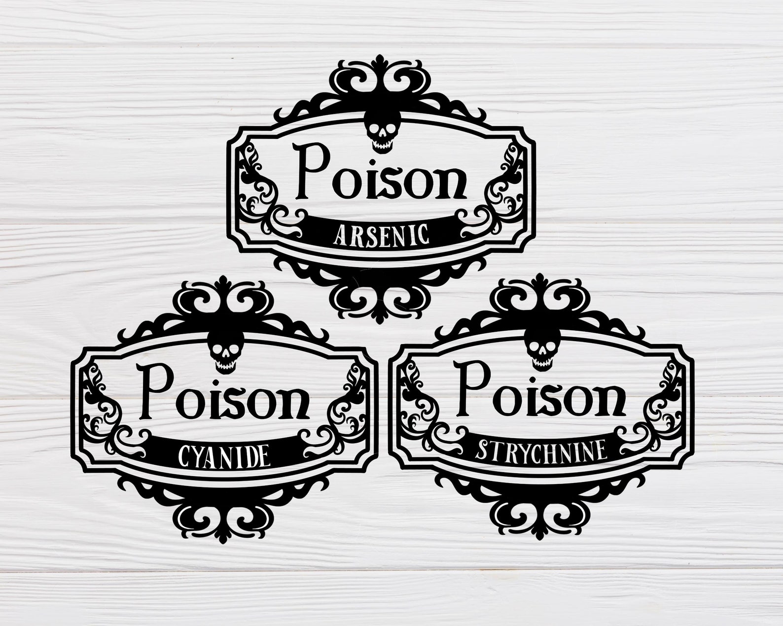 3 x Poison Jar Label SVG's / Label SVG bundle / Victorian | Etsy