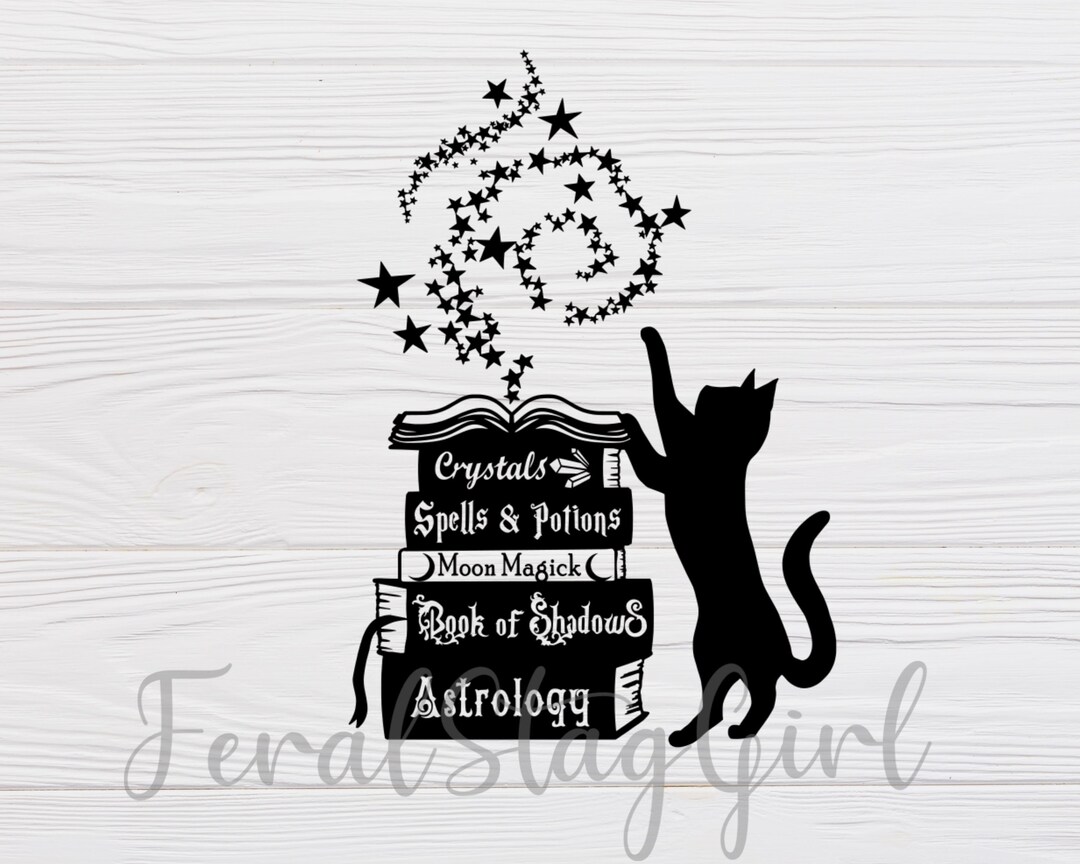 Spell Book SVG / Witch SVG / Cat SVG / Gothic Svg / Book Pile Svg / Pdf ...