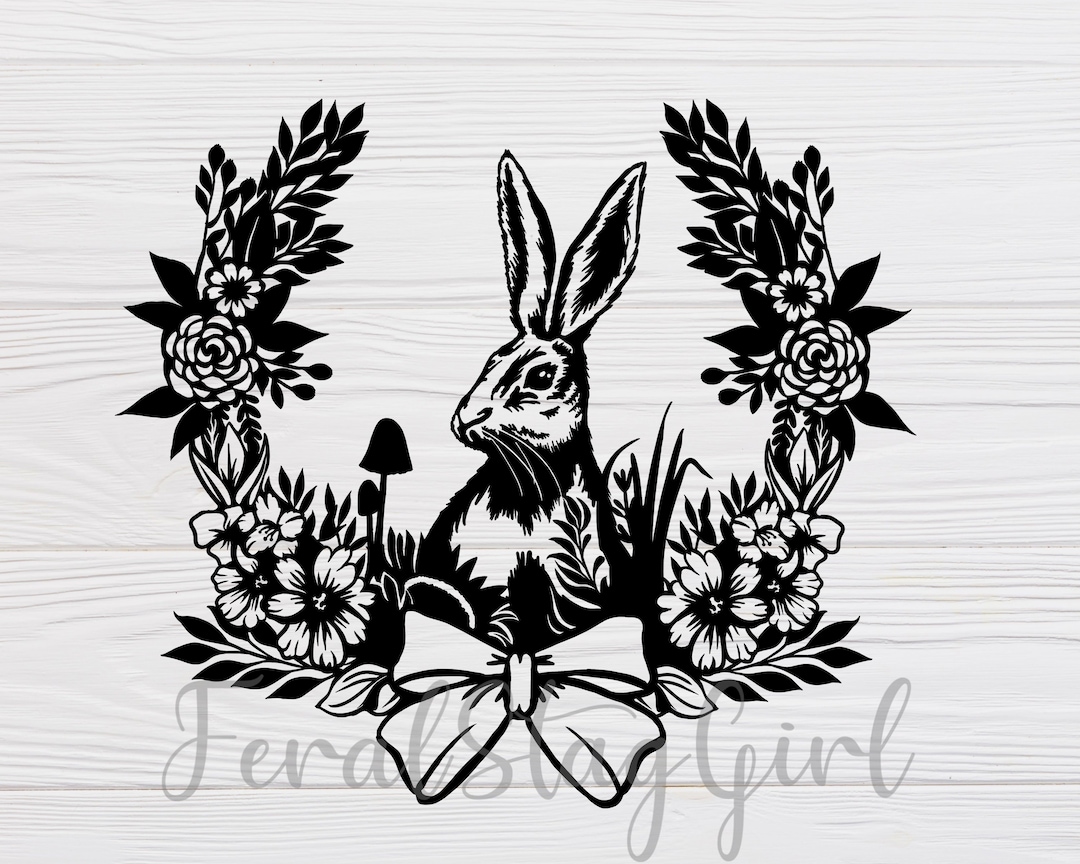 Hare SVG / Nature SVG / Floral Wreath Svg / Cricut Cutting File / Pdf ...