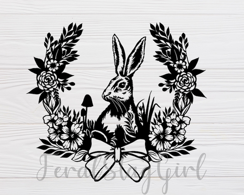 Hare SVG / Nature SVG / Floral Wreath Svg / Cricut Cutting File / Pdf ...