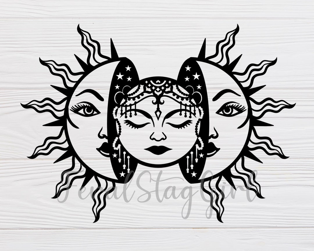 Sun and Moon SVG / Celestial SVG / Boho SVG / Cricut Cutting File ...
