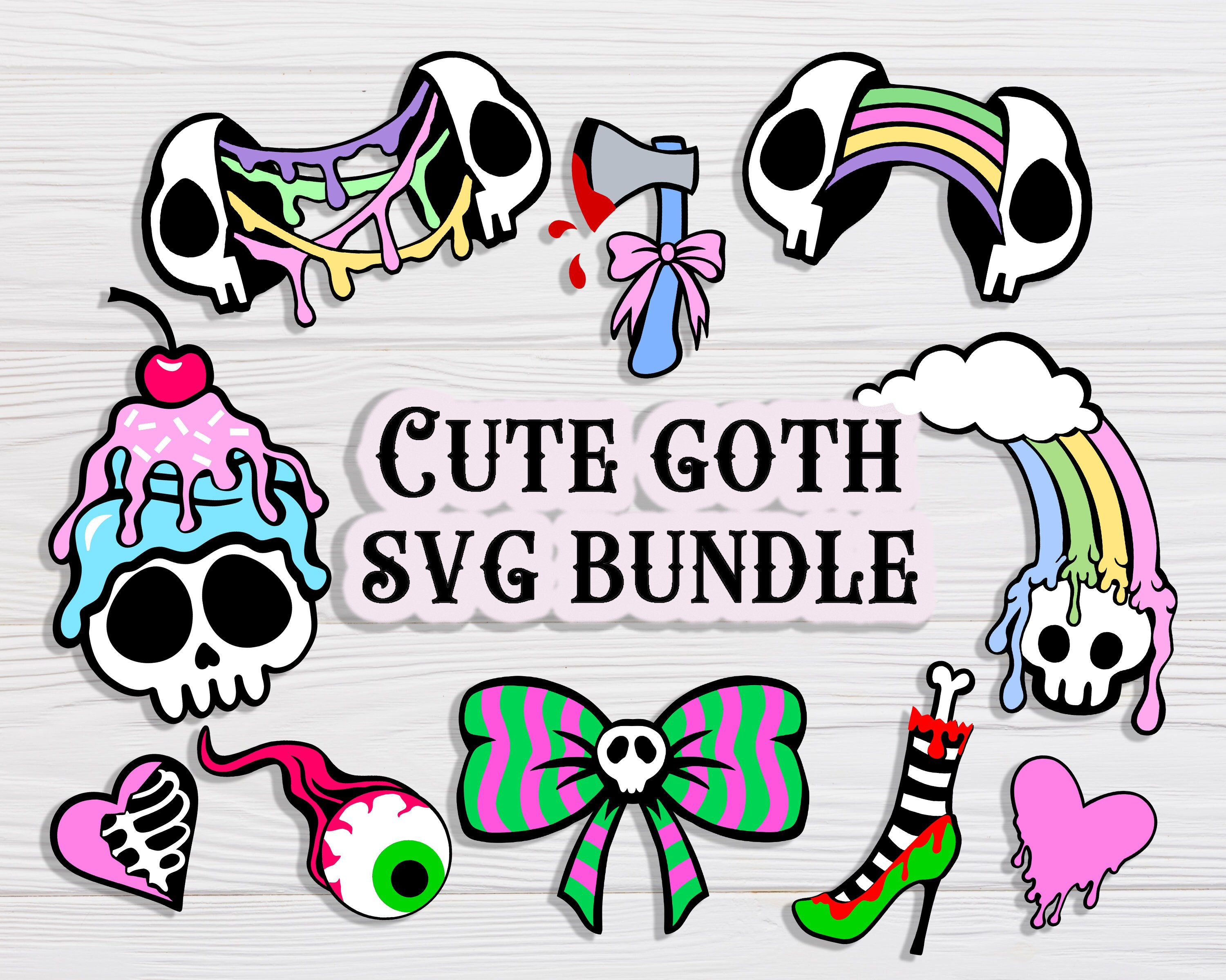 Cute Goth SVG Bundle / Layered Pastel SVG Bundle / Png Bundle - Etsy UK