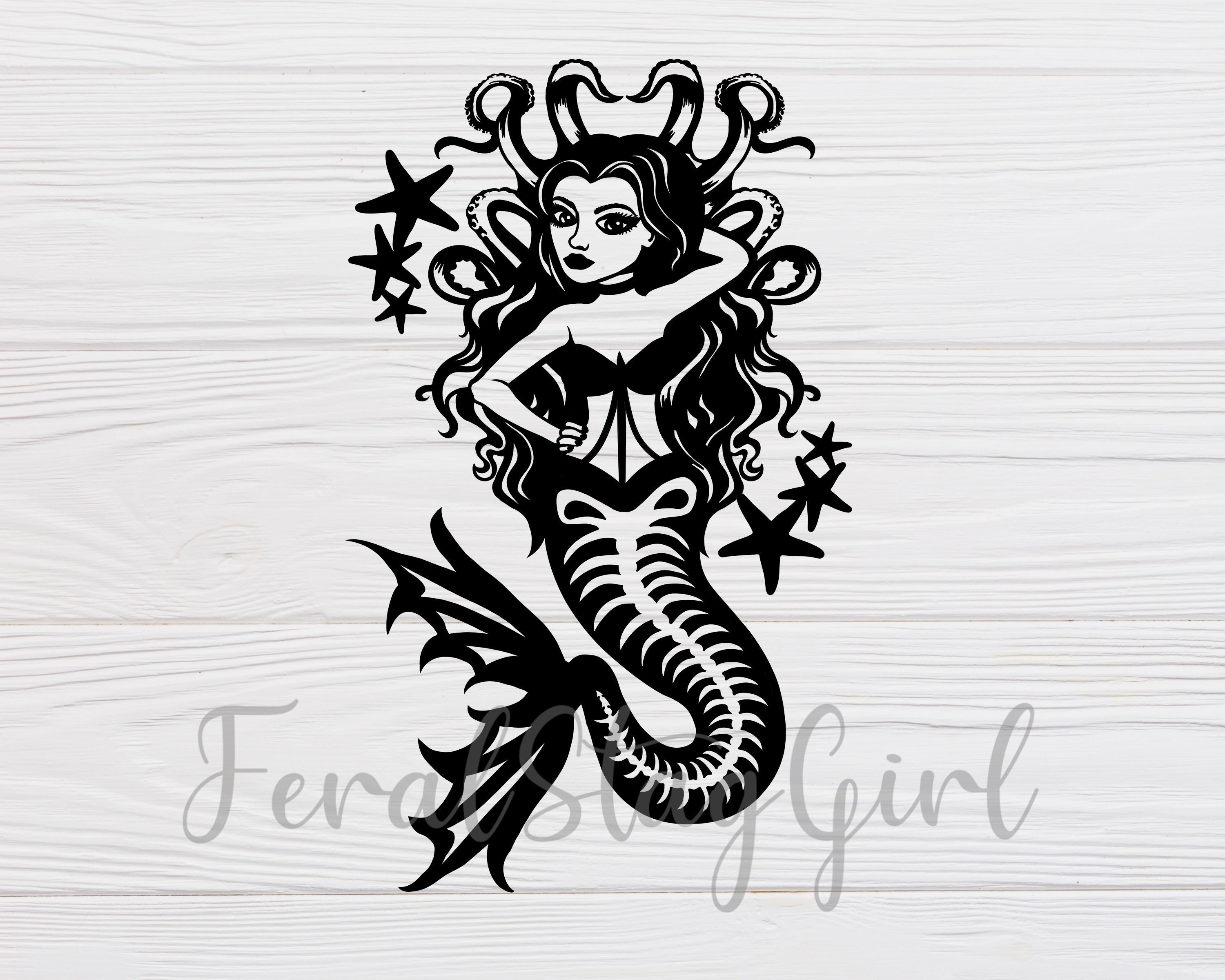 Mermaid Skeleton SVG / Gothic Mermaid SVG / Png / Cricut - Etsy UK