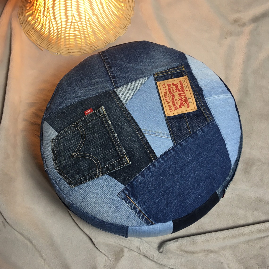 Floor Seating, Denim Pouf, Denim Floor Pouf, Pouf Ottoman, Denim ...