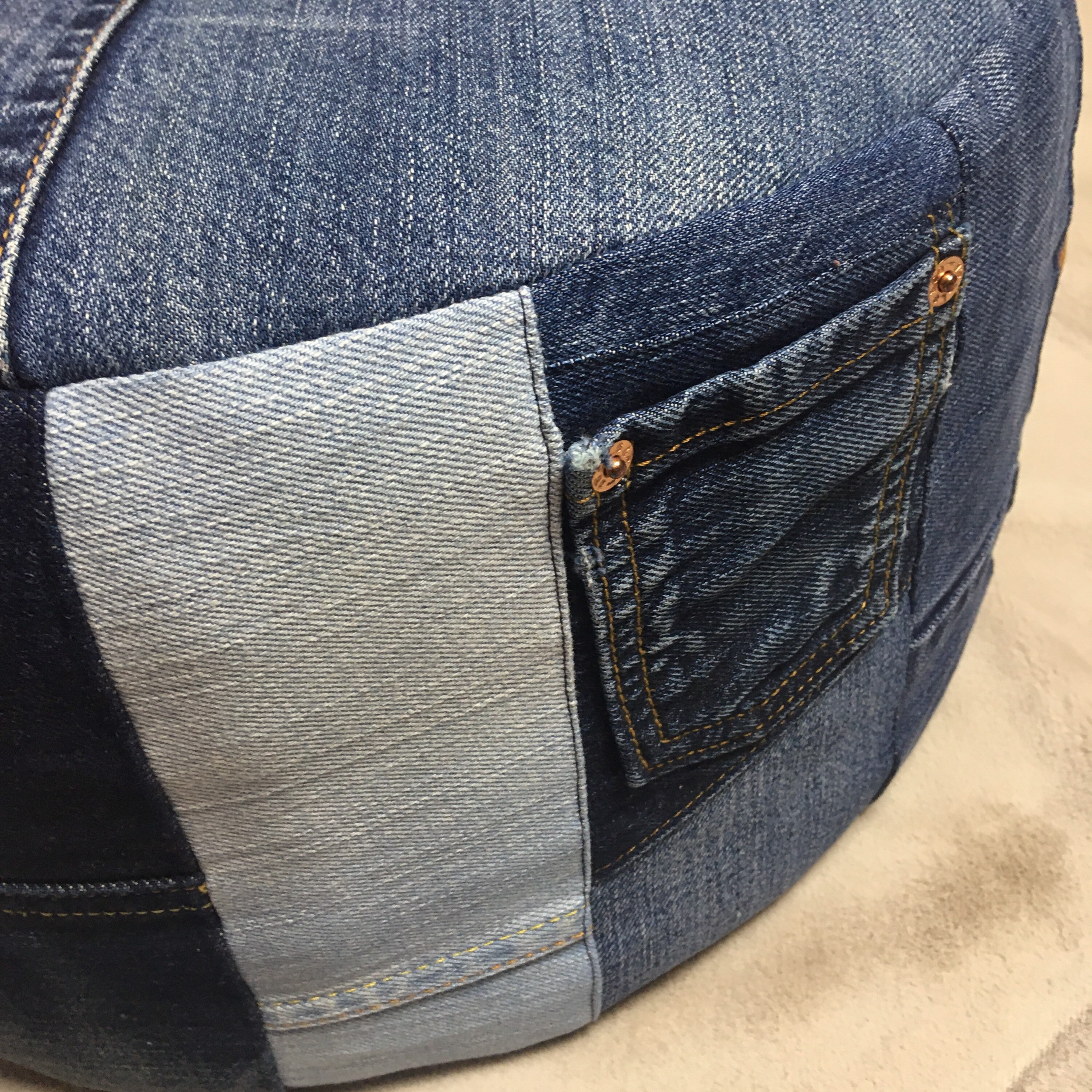 Floor Seating, Denim Pouf, Denim Floor Pouf, Pouf Ottoman, Denim ...