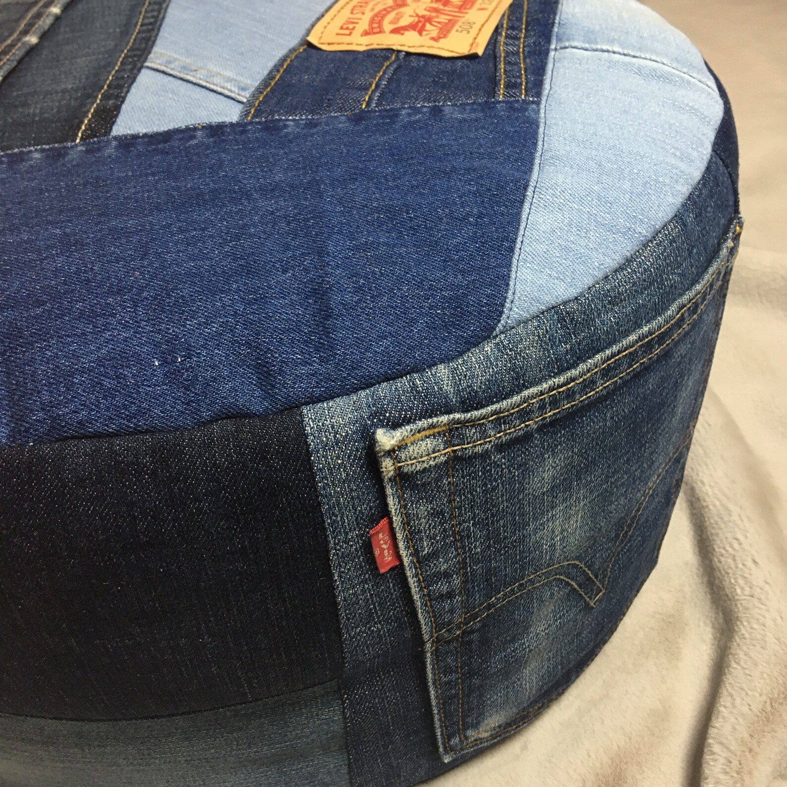 Floor Seating, Denim Pouf, Denim Floor Pouf, Pouf Ottoman, Denim ...