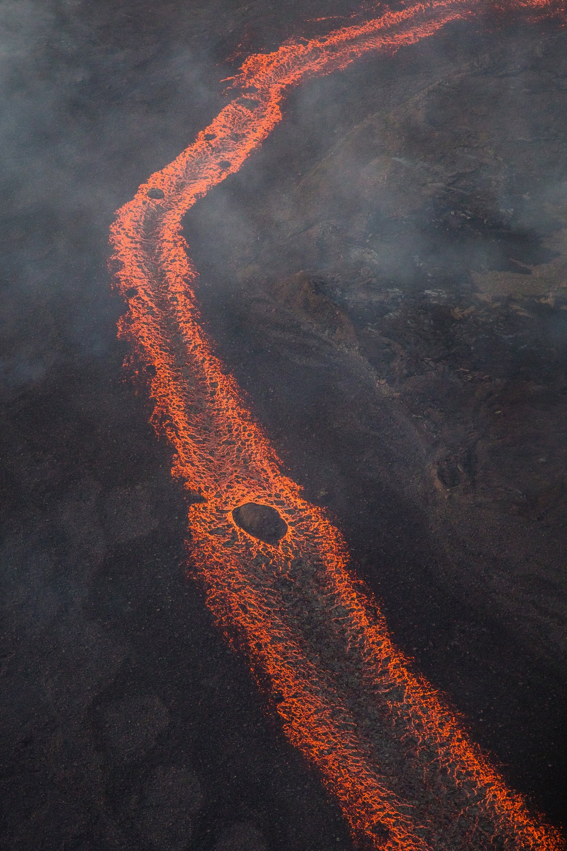 Kilauea Volcano Lava River River - Hawaii Aerial Photography (metal ...