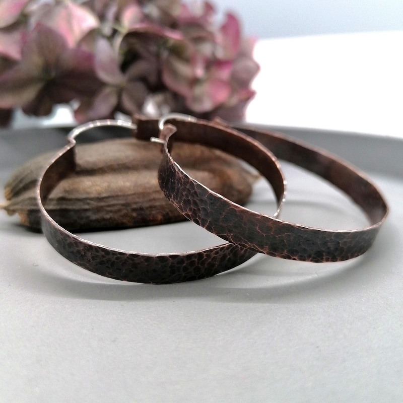 Copper Hoop Earrings - Etsy