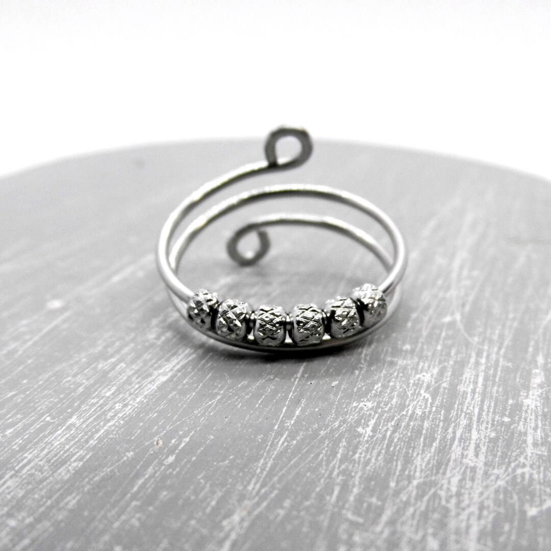 Spiral Fidget Ring Made of Stainless Steel With 6 Sliding Beads Anti ...