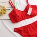 Red Comfortable Underwear Set / Red Organic Cotton Lingerie Set / Red ...