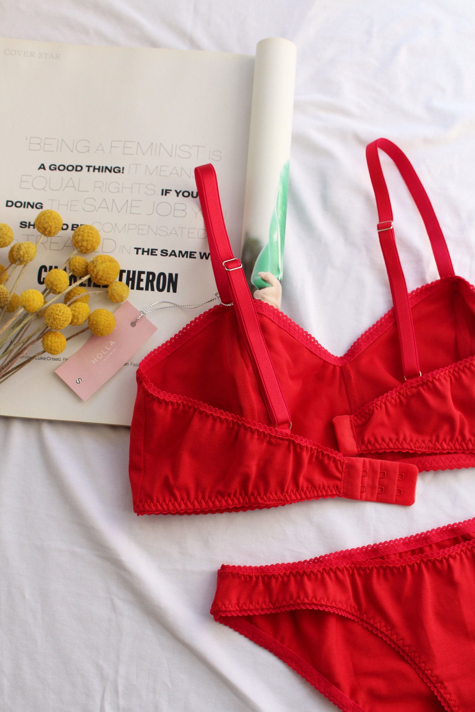 Red Comfortable Underwear Set / Red Organic Cotton Lingerie - Etsy