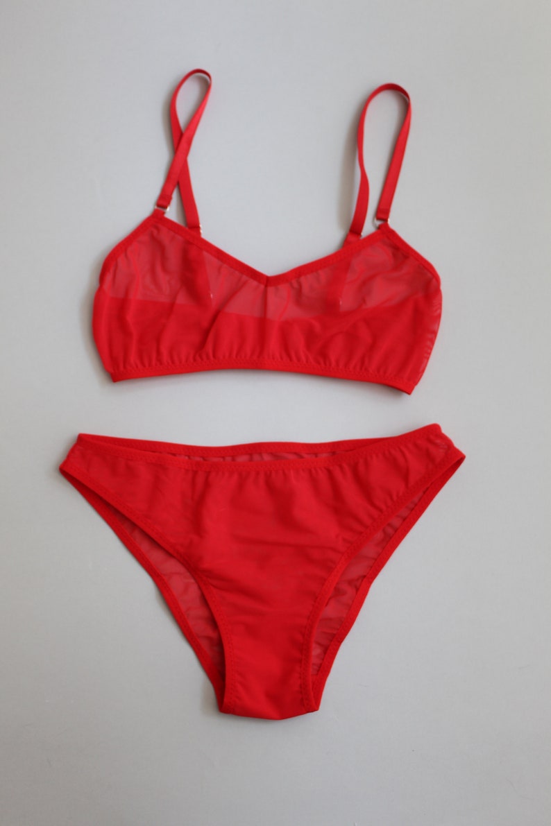 Red Mesh See Through Lingerie Set Transparent Mesh Lingerie - Etsy