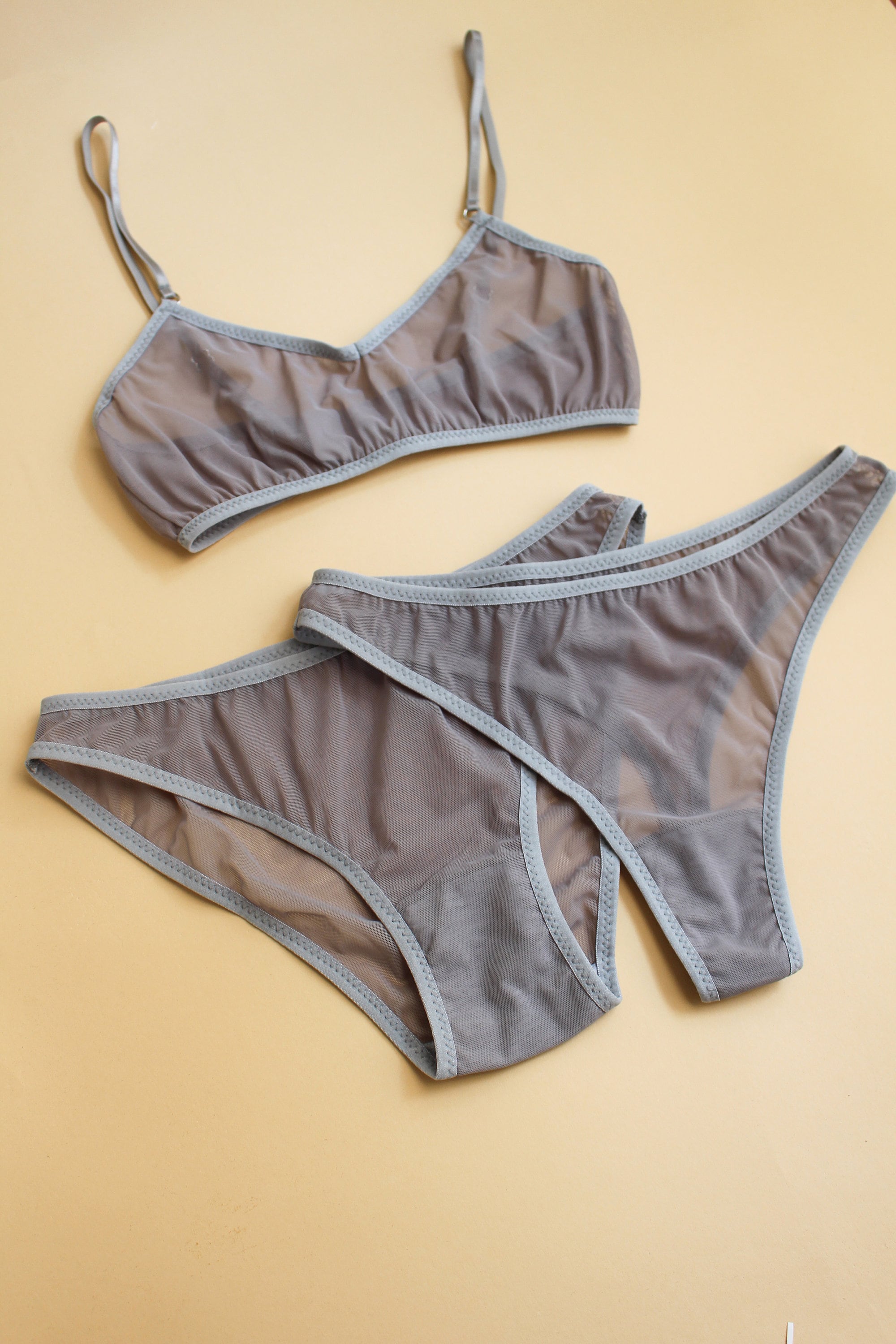 Gray Mesh Lingerie Set / Gray Sexy See Through Underwear Set / - Etsy ...