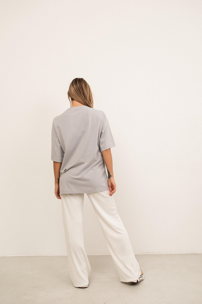 Gray Cotton Oversized Women T-shirt - Etsy
