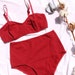 Cherry Red Cotton Underwear Set for Women / Organic Cotton Wireless ...