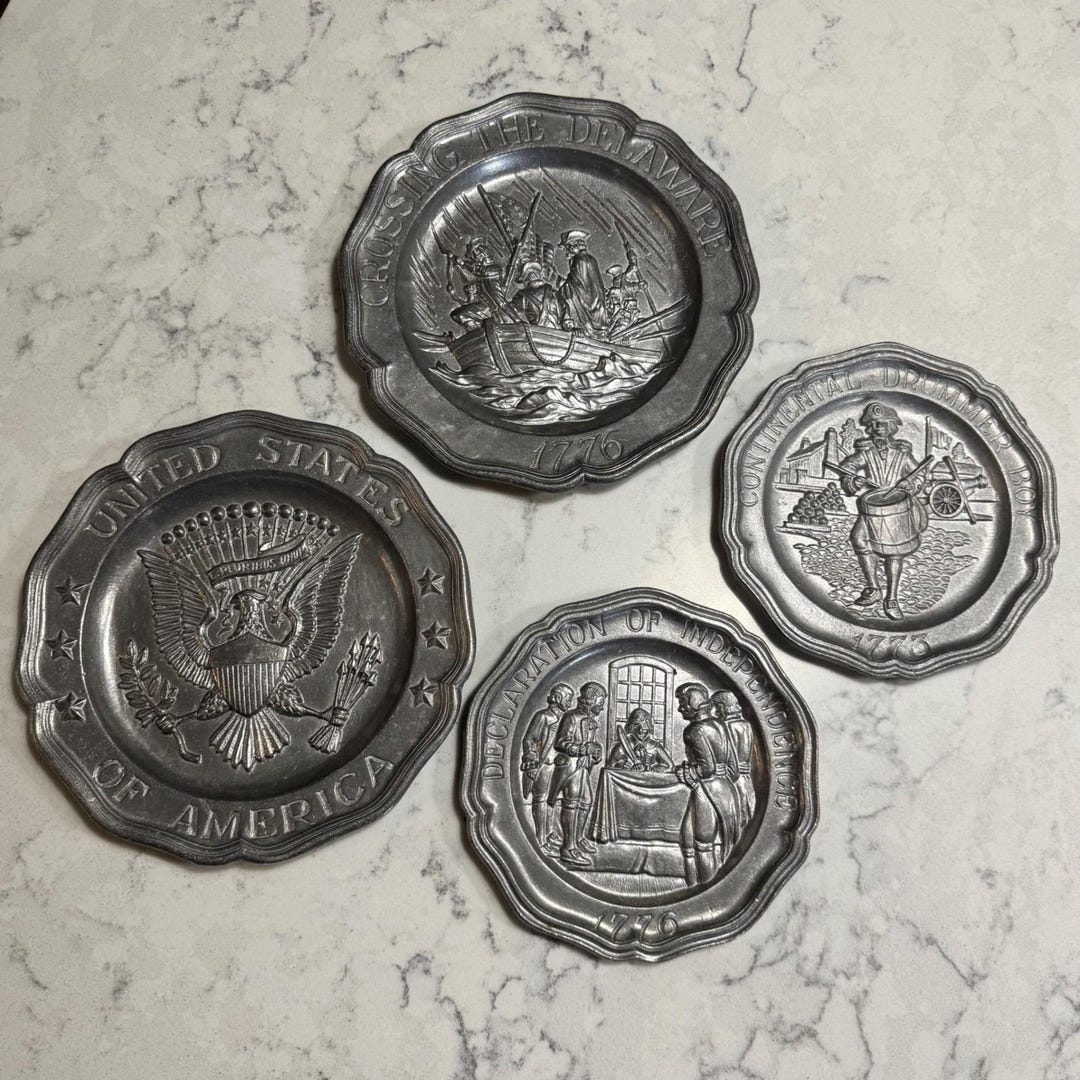 Sexton Pewter Historical Plates Set of 4 1772-1776 USA Wall Decor ...