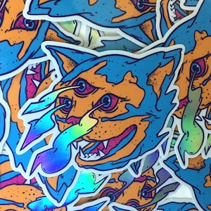 Toxic Cat Holographic Sticker Cats Notebook Stickers Vinyl Laptop Decal ...