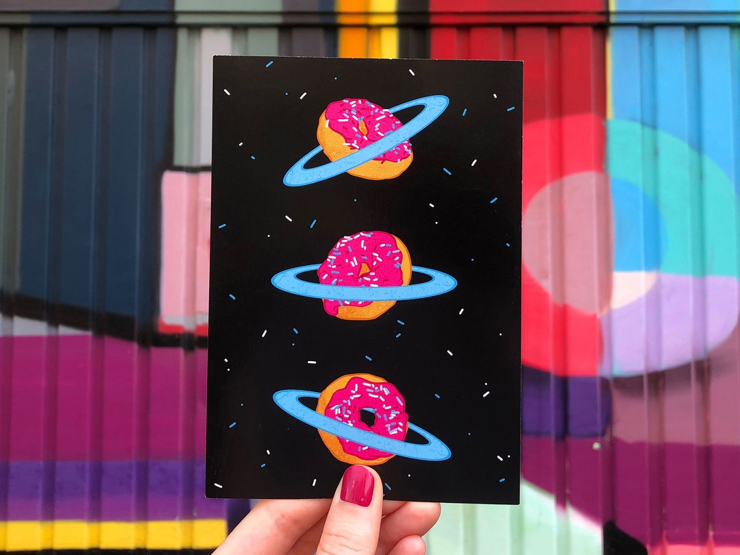 Handwritten Galaxy Donut Postcards , Personalized Post Card, Cosmic ...