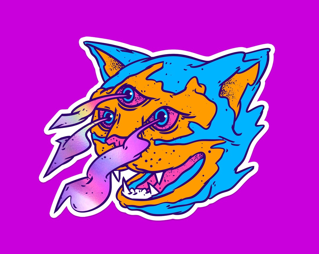 Toxic Cat Holographic Sticker Cats Notebook Stickers Vinyl Laptop Decal ...