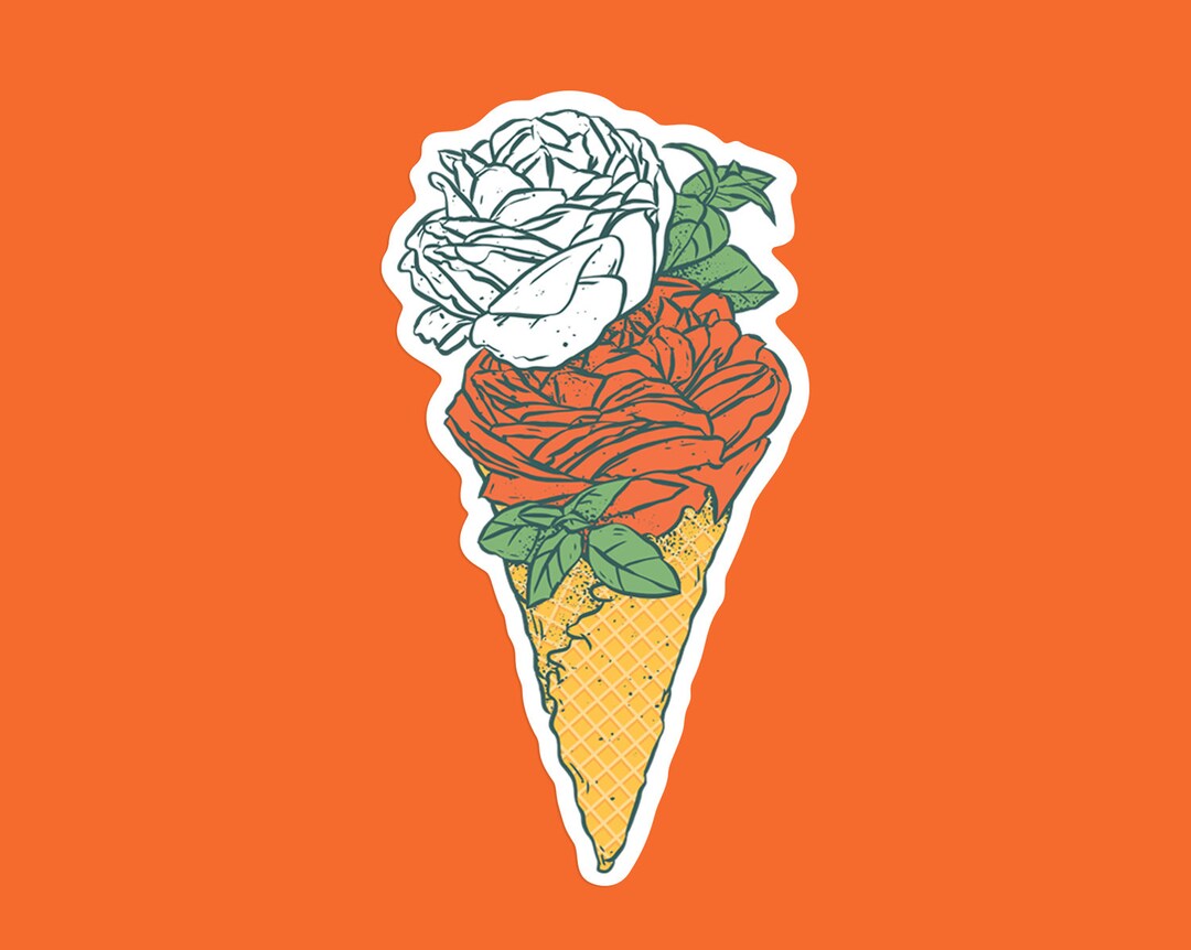 Rose Ice Cream Sticker: Floral Kawaii Decal - Etsy