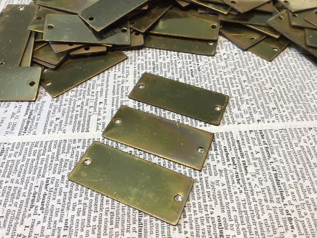 3 Vintage Blank Brass Stamping Tags With Aged Patina - Etsy