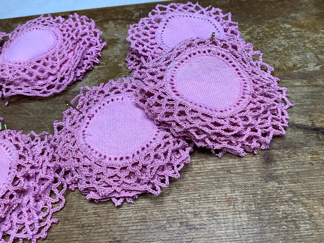 6 Vintage Crocheted Doily Snippet Flowers, Small, Pink Flowers - Etsy